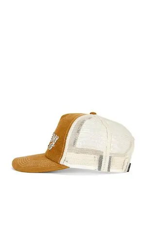 HAPPY CAPS Leather Studded Script Meshback