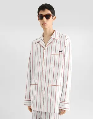 Dolce & Gabbana Striped Poplin Vanity Robe Shirts Multi-colored