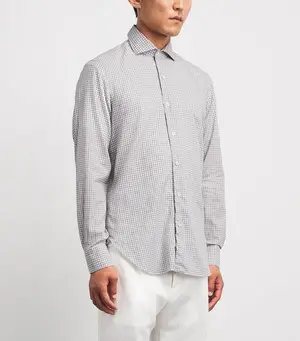 BARBA NAPOLI Cotton Washed Check Shirt - Grey
