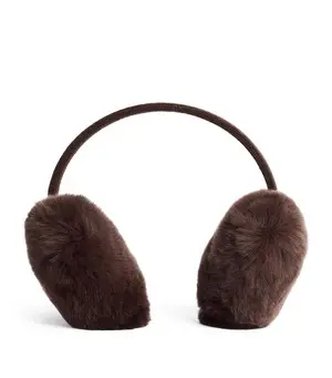 YVES SALOMON Rabbit Fur Knitted Earmuffs - Brown