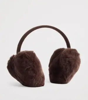 YVES SALOMON Rabbit Fur Knitted Earmuffs - Brown