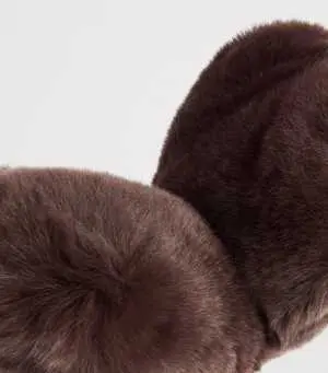 YVES SALOMON Rabbit Fur Knitted Earmuffs - Brown