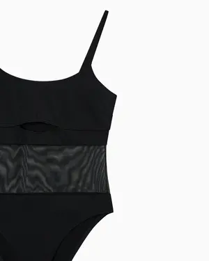 Armani Exchange Minimal Chic Swimsuit In Recycled Stretch Nylon