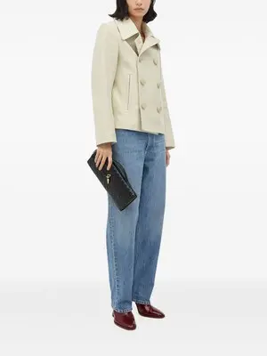 Bottega Veneta Andiamo Leather Clutch With Metal Handle And Knot Closure