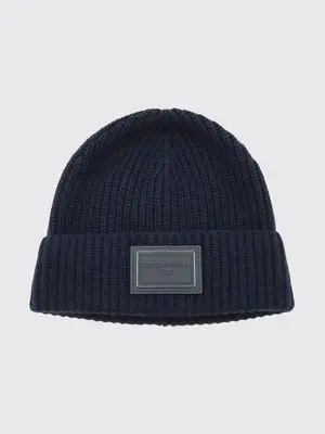 Dolce & Gabbana Ribbed Beanie With Logo Patch - Blue