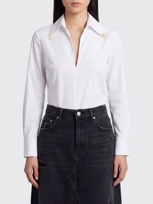 Elisabetta Franchi Slim Fit Stretch Cotton Deep V-neck Shirt