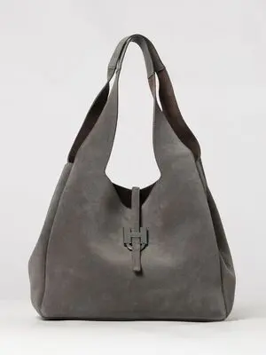 Hogan Suede Shoulder Bag With H Logo - Grey