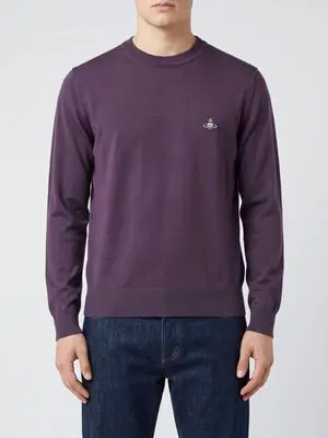 VIVIENNE WESTWOOD Pure Wool Crewneck Sweater With Embroidered Orb Logo - Red