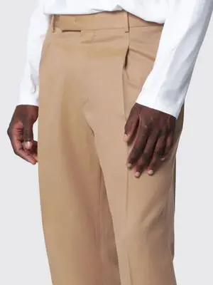 PT TORINO Slim Fit Tailored Virgin Wool And Cotton Blend Pants With Off-center Fastening - Rope