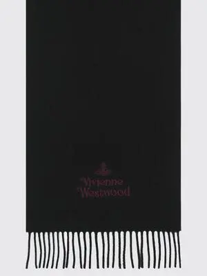 VIVIENNE WESTWOOD Wool Scarf With Contrast Logo And Fringes