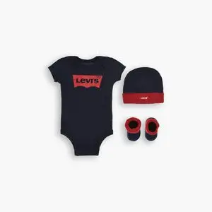 LEVI'S Baby Onesie, Bootie And Beanie Set - Blue