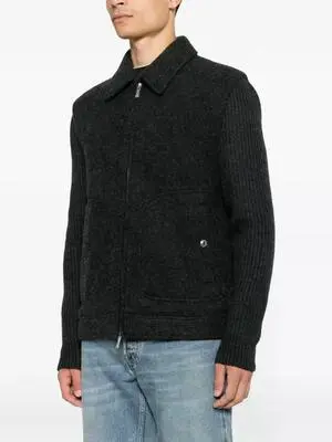 Eleventy Ribbed-knit Panelled Wool Jacket