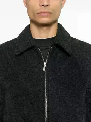 Eleventy Ribbed-knit Panelled Wool Jacket