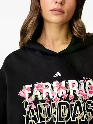 Adidas X Farm Rio Floral-print Hoodie - Black