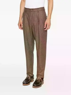 Eleventy Houndstooth-pattern Pleated Trousers