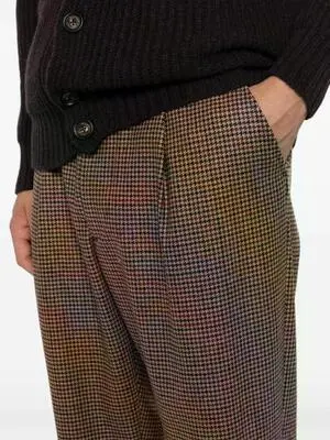 Eleventy Houndstooth-pattern Pleated Trousers