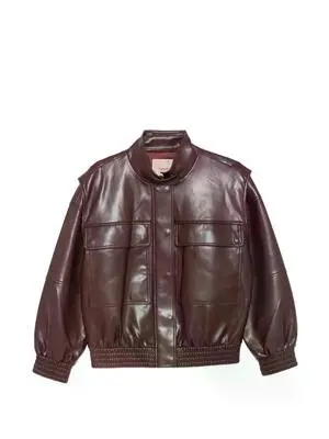 TWINSET High-neck Faux-leather Jacket With Panelled Design