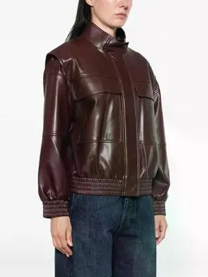 TWINSET High-neck Faux-leather Jacket With Panelled Design