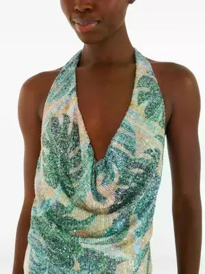Farm Rio Sequin-embellished Halterneck Swimsuit