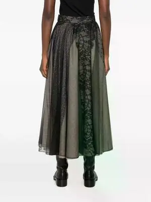 QUETSCHE Lace-overlay Checked Maxi Skirt