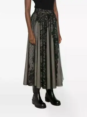 QUETSCHE Lace-overlay Checked Maxi Skirt - Neutrals