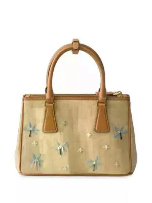 Prada Galleria Small Canvas And Leather Embroidered Bag