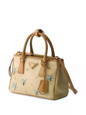 Prada Galleria Small Canvas And Leather Embroidered Bag