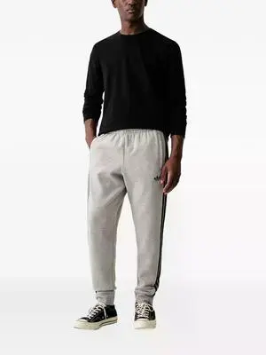 Adidas Logo-embroidered Stripe-detail Track Pants - Grey