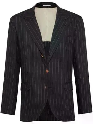 Brunello Cucinelli Chalk-stripe Linen Blazer