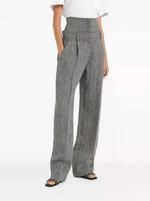 Brunello Cucinelli Herringbone High-waist Trousers