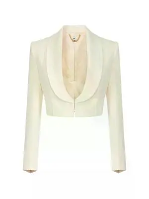 Elisabetta Franchi Cropped Peplum Blazer - Neutrals
