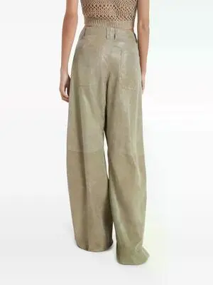Brunello Cucinelli Wet-effect Leather Trousers