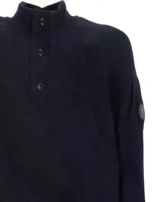 C.P. COMPANY Lambswool Half Button Lens Sweater