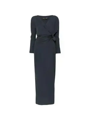 CORTANA Wrap-style Maxi Dress With Side Tie - Blue