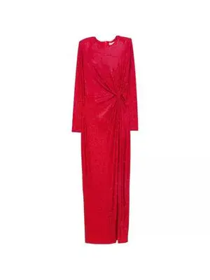 TWENTY FOURHAITCH Embellished Twisted Detail Maxi Dress - Red