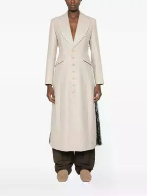 QUETSCHE Lace-panelled Single-breasted Coat