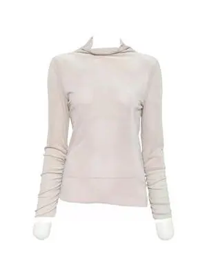 LUISA CERANO Ruched Roll-neck Top - Neutrals