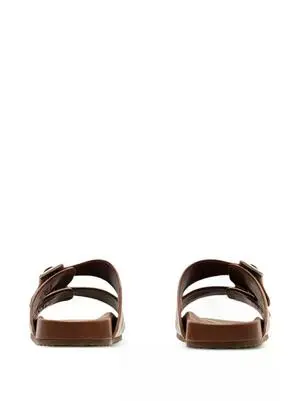 Burberry Check And Leather Urchin Sandals - Neutrals