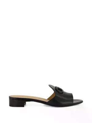 FERRAGAMO Gancini Ornament Slides - Black