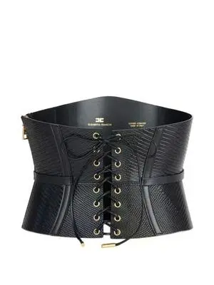 Elisabetta Franchi Bustier Leather Belt - Black