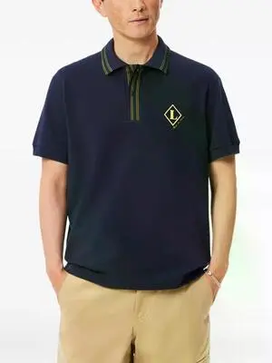 Lacoste Logo-patch Striped-trim Polo Shirt