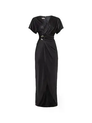 NISSA Metallic-detail Midi Dress