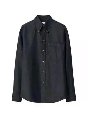 LEMAIRE Button-down Shirt In Linen And Cotton Chambray - Blue