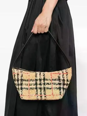 Burberry Margate Shoulder Bag In Raffia - Neutrals