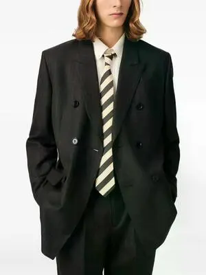 AMI Paris Double-breasted Striped Wool Blazer