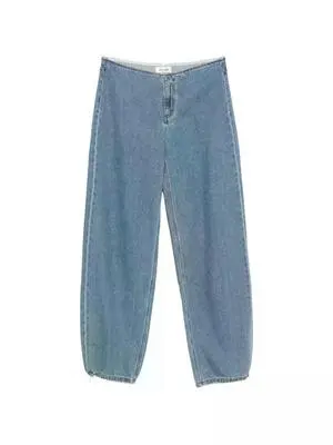 Still Here Drawstring-hem Wide-leg Jeans - Blue