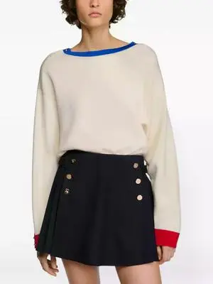 Sandro Contrast Round-neck Wool Sweater