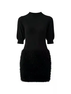 TWINSET Fringed Puff-sleeve Mini Dress
