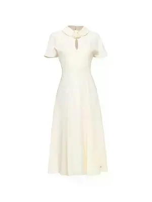 NISSA Floral Detail Midi Dress - Neutrals