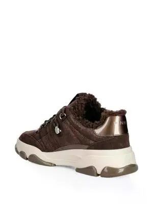 Pinko Shearling-trim Paneled Sneakers